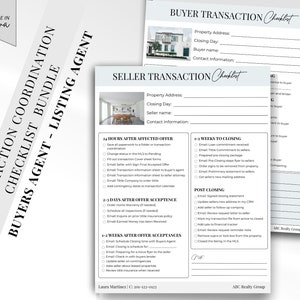 Real Estate Transaction Checklist Bundle Selling Agents & Listing ...
