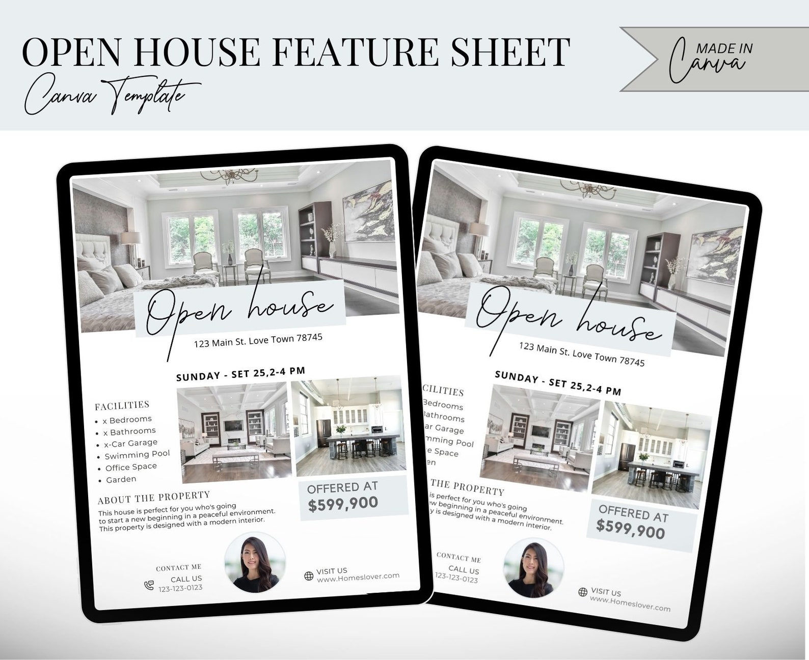 Open House Flyer Listing Marketing Flyer for Open House Feature Sheet ...