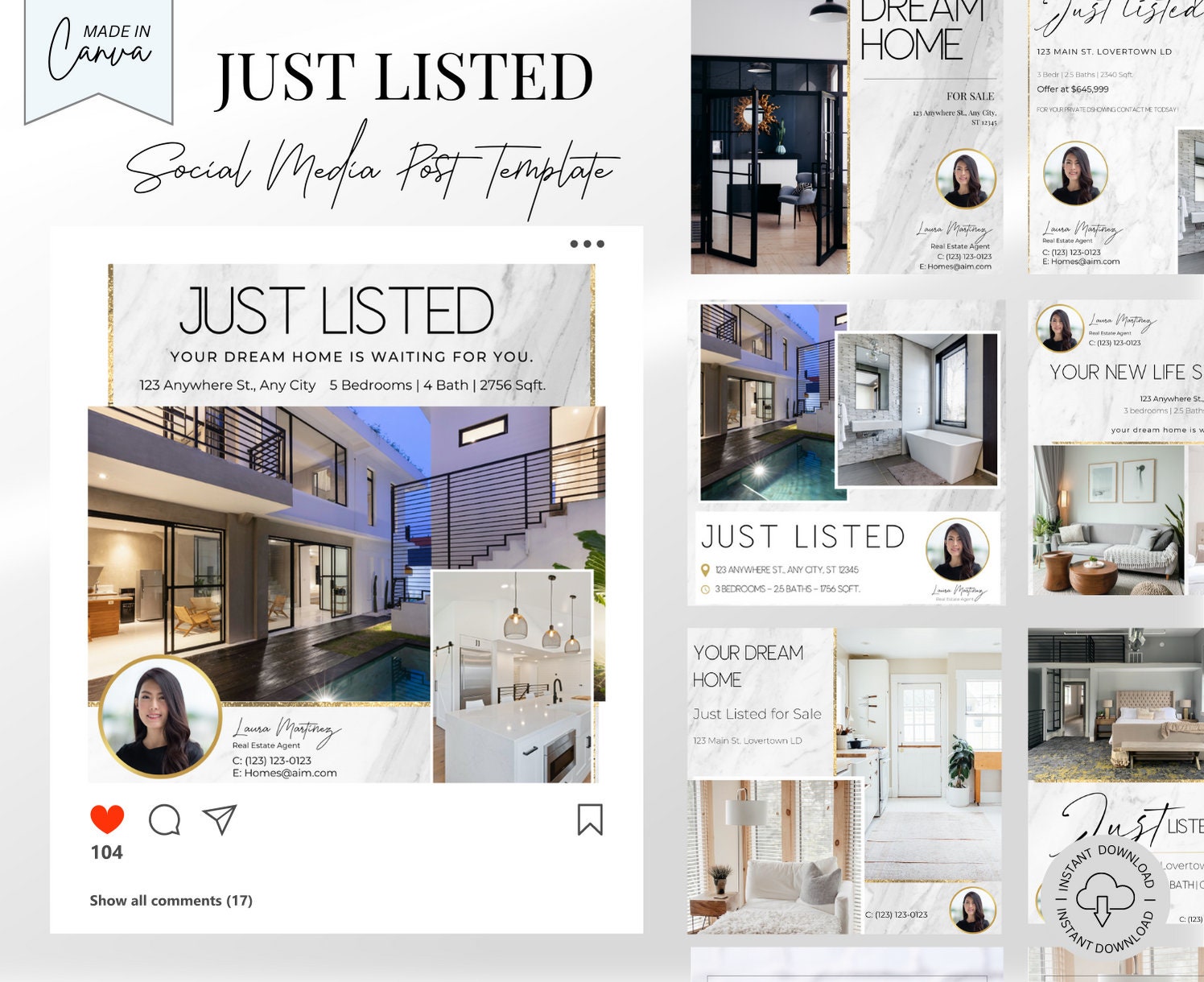 Just Listed Social Media Posts Real Estate Listing Update Template for ...