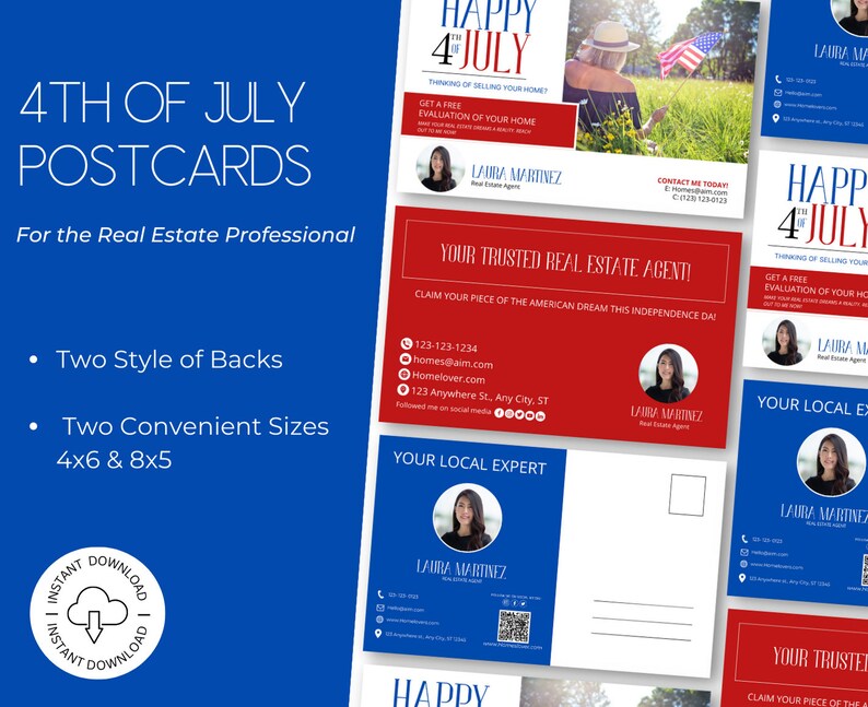 4th July Postcard Real Estate Templates Real Estate Agent Marketing ...