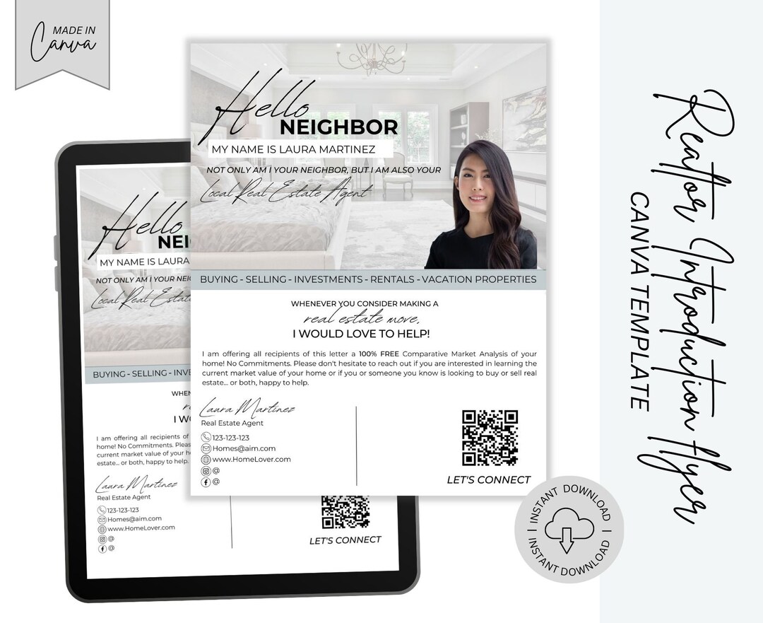 Real Estate Introduction Flyer Marketing Canva Template Raeltor ...
