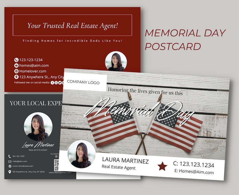Memorial Day Real Estate Postcard, Real Estate Pop by Postcard, Agent ...