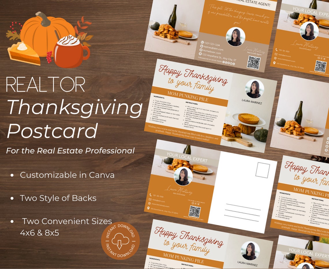 Real Estate Thanksgiving Card, Real Estate Marketing, Pop By ...