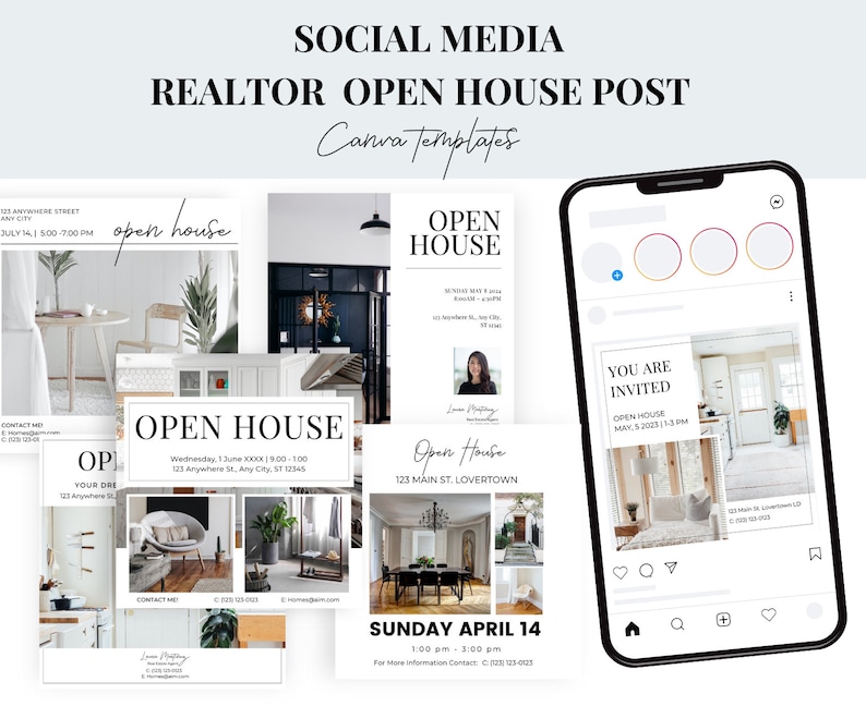 Realtor Open House Social Media Posts Canva Template Home Listing ...