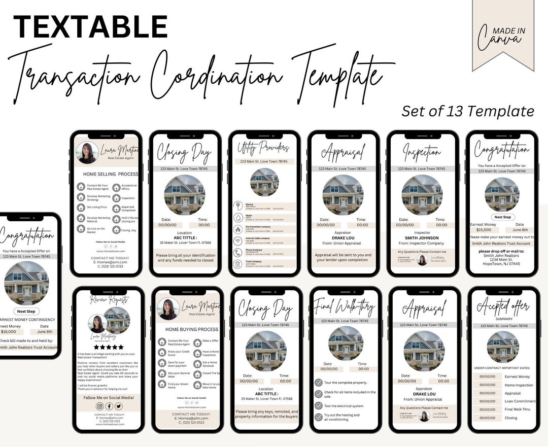 Realtor Real Estate Transaction Coordinator Templates Textable Canva ...