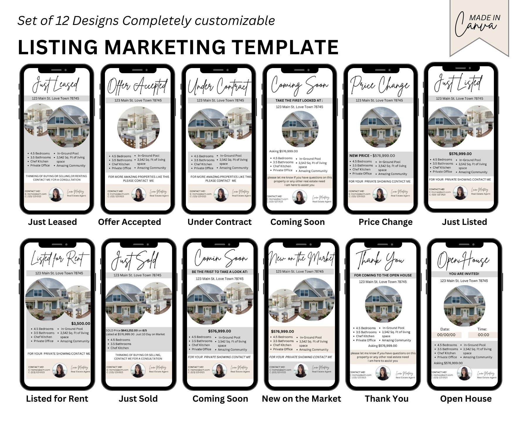 Textable Real Estate Marketing Templates Bundle Realtor Text CMA Update ...