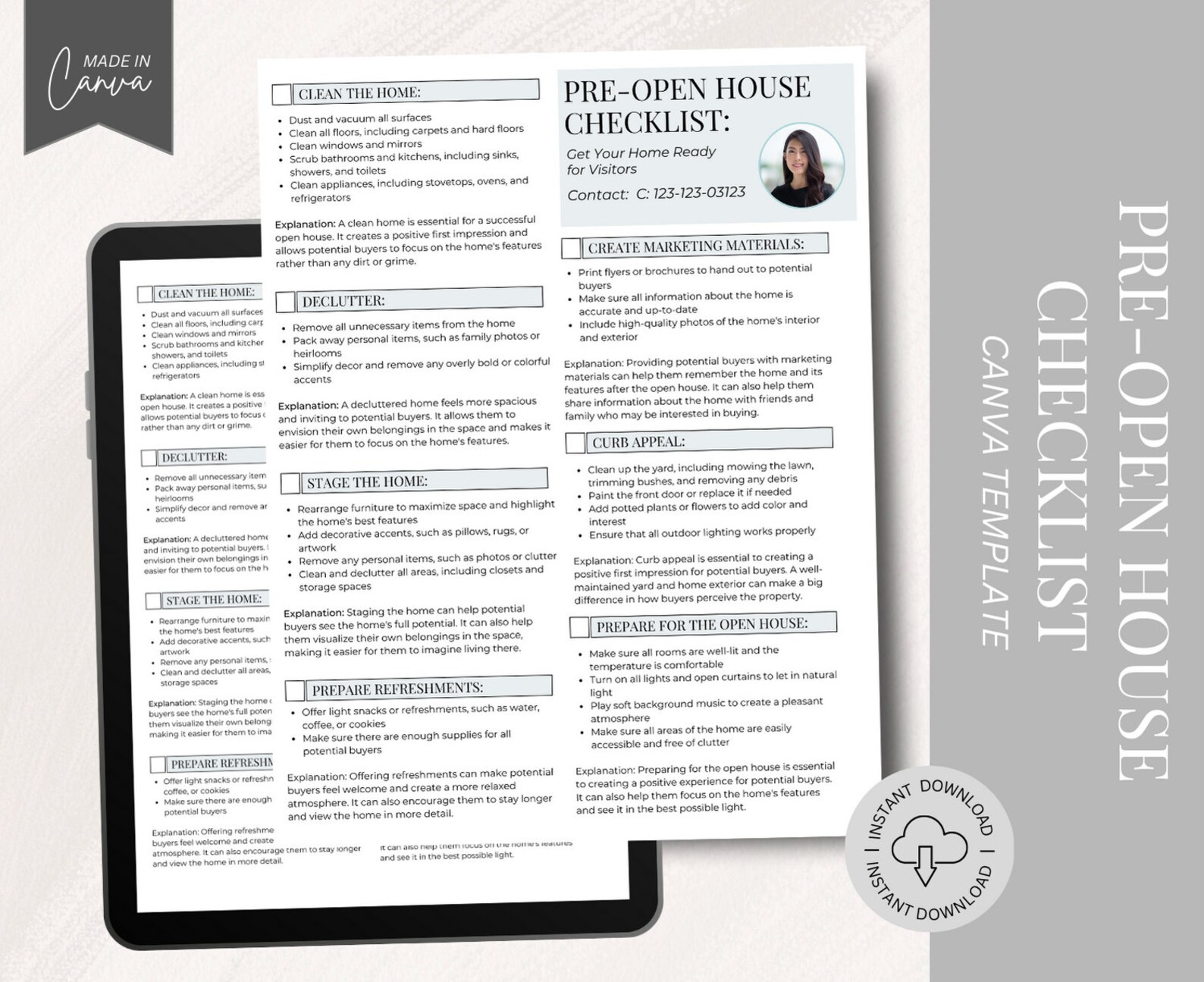 Open House Prep Checklist Realtor Marketing Template , Showing Prep ...