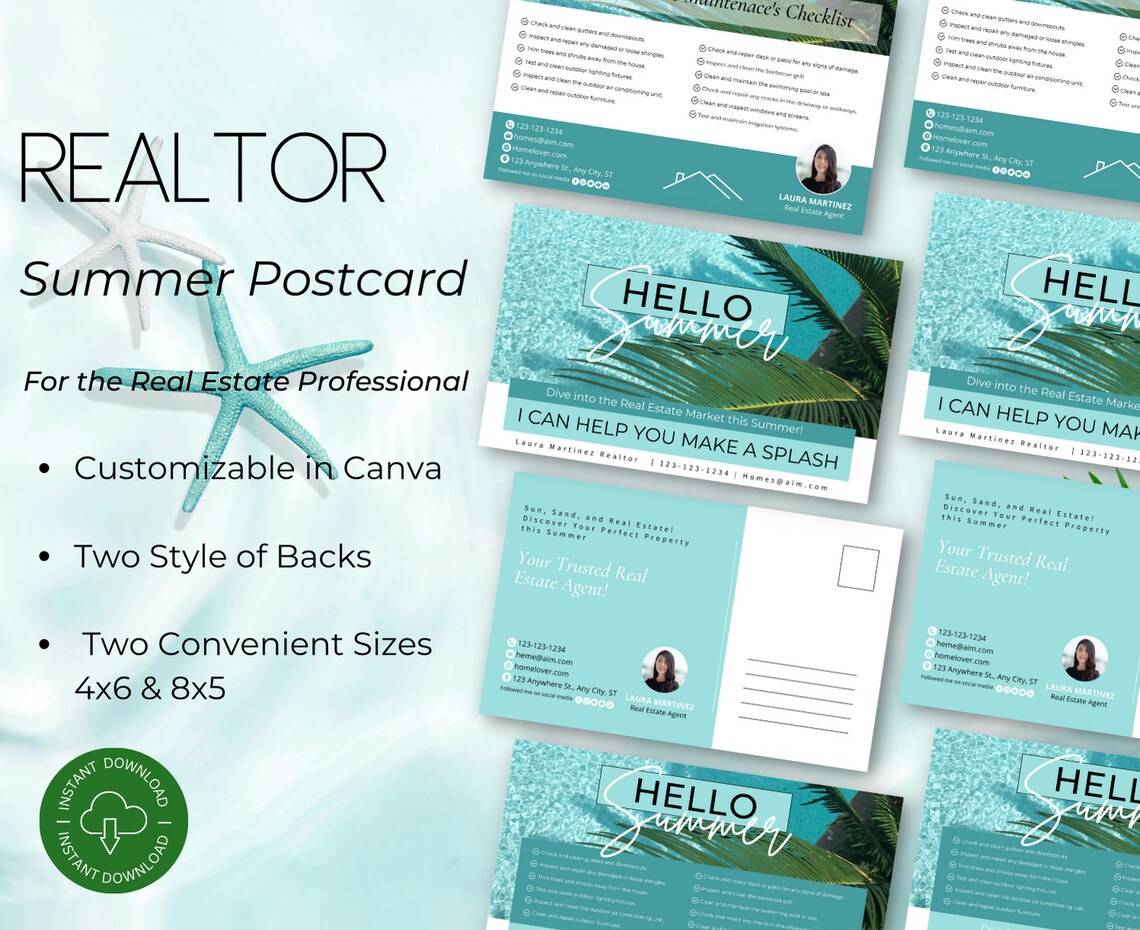 Real Estate Summer Postcard Realtor Hello Summer Card Realtor Farming ...