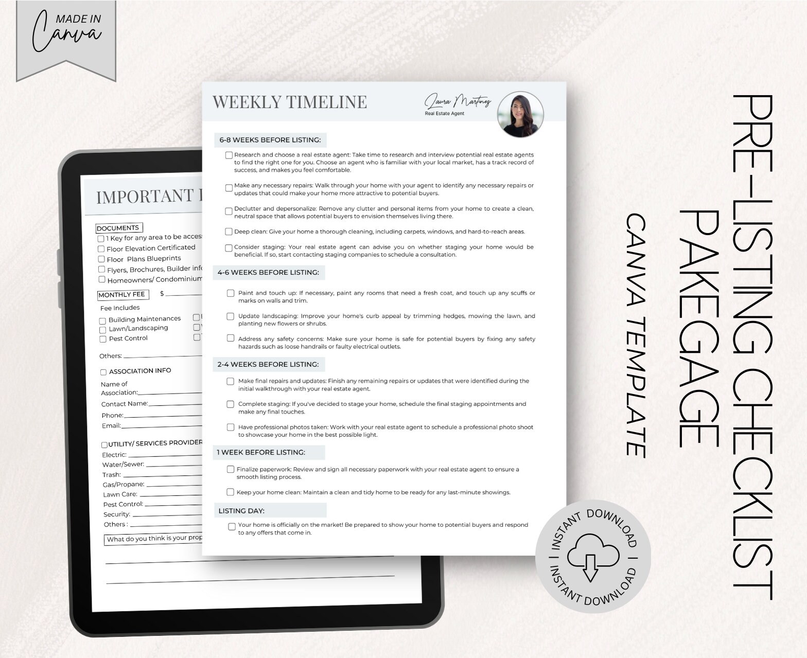 Realtors New Listing Pre-listing Checklist Package for Real Estate ...