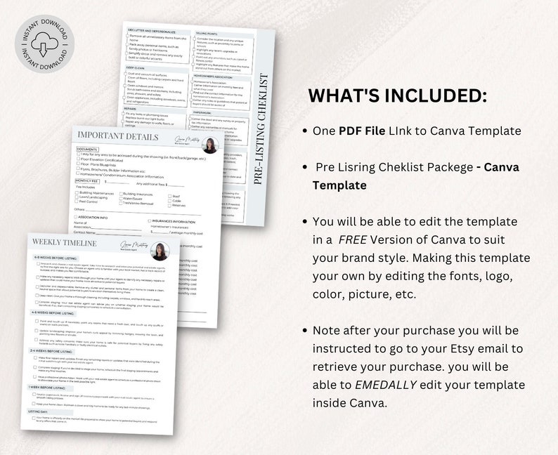 Realtors New Listing Pre-listing Checklist Package for Real Estate ...