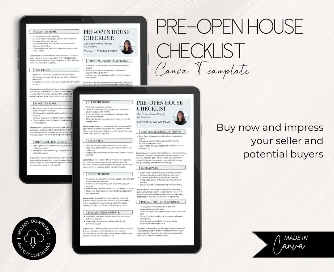 Open House Prep Checklist Realtor Marketing Template , Showing Prep ... Open House Prep Checklist Realtor Marketing Template , Showing Prep ...