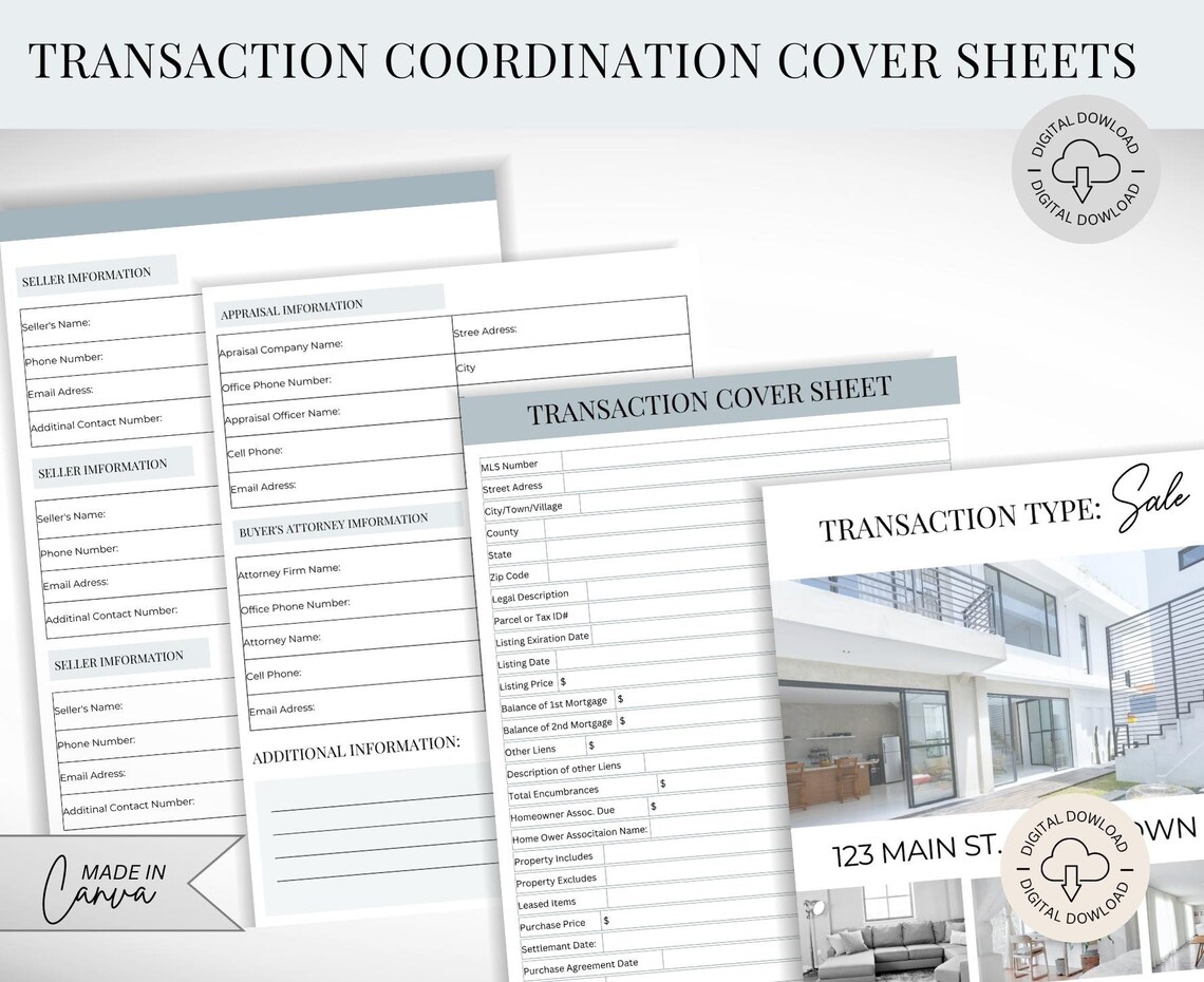 Real Estate Transaction Cover Sheet Transaction Coordinator Information ...