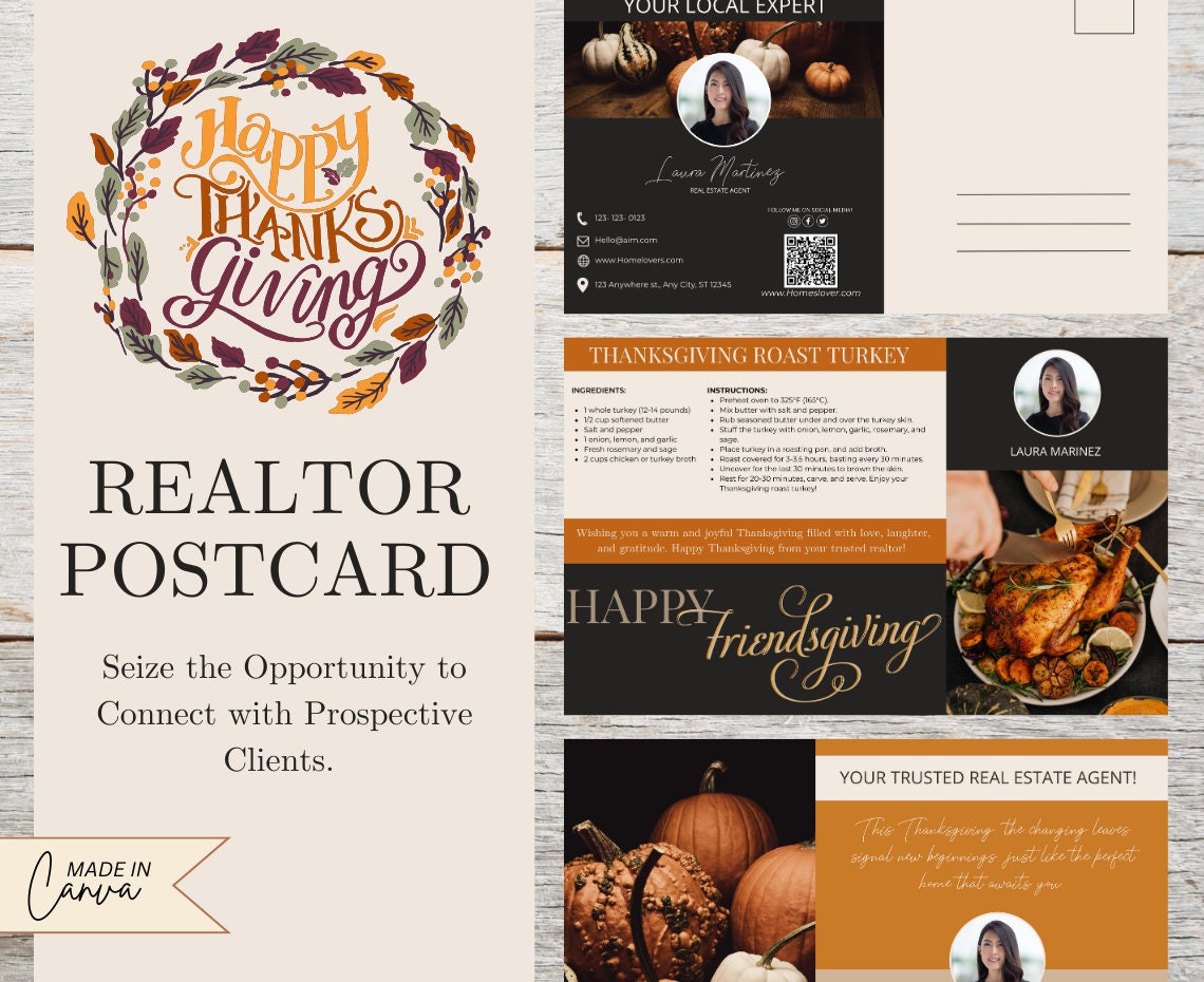 Real Estate Thanksgiving Card, Real Estate Marketing, Pop By ...