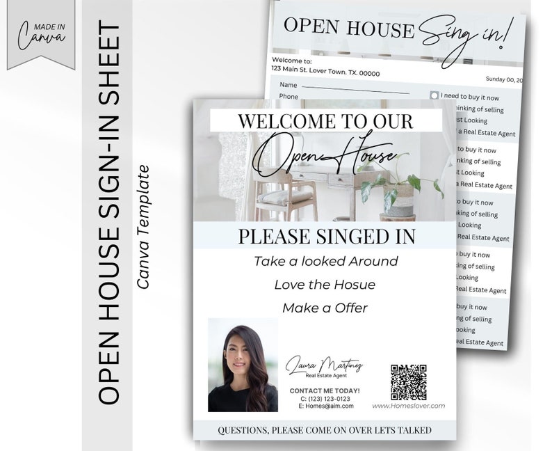 Open House Sign-in Sheet Realtor Marketing Materials Open House Sign-in ...