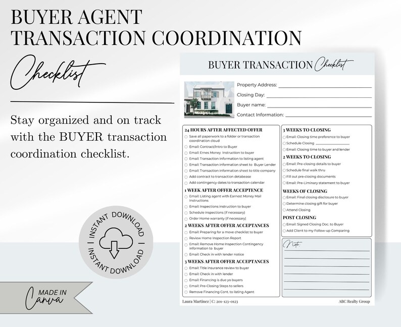 Real Estate Transaction Checklist Bundle Selling Agents & Listing ...