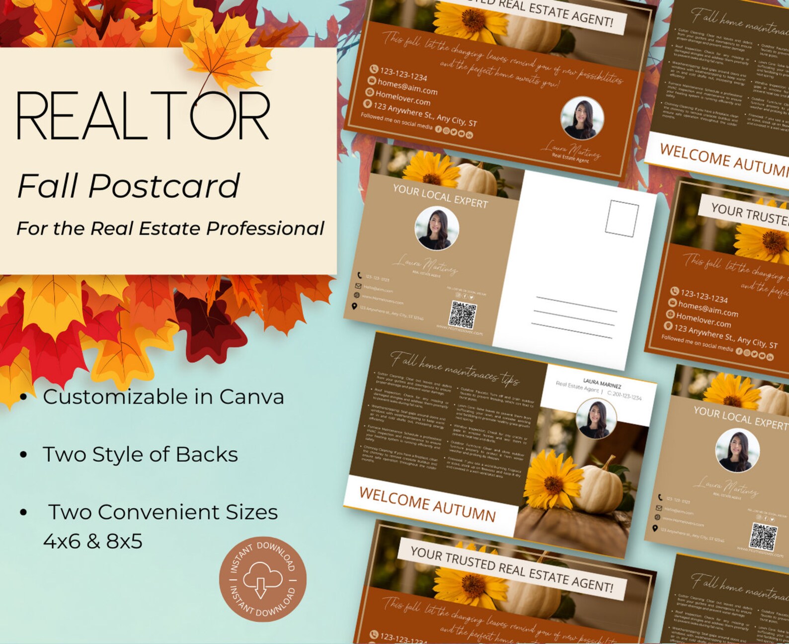 Real Estate Fall Postcard, Real Estate Marketing, Autumn Mailer, Fall ...