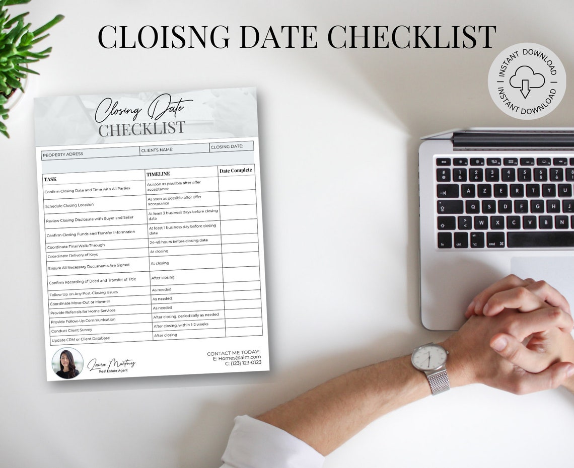 Closing Date Checklist Realtor Checklist Flyer Home Closing Date ...