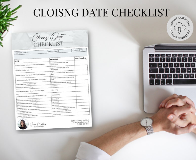 Closing Date Checklist Realtor Checklist Flyer Home Closing Date ...
