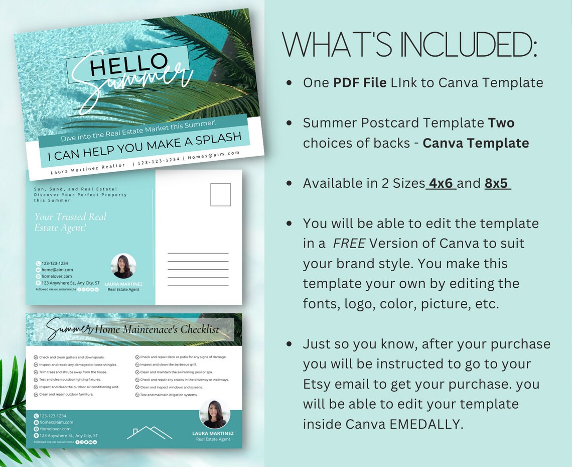 Real Estate Summer Postcard Realtor Hello Summer Card Realtor - Etsy