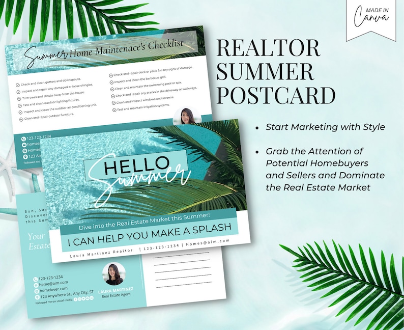 Real Estate Summer Postcard Realtor Hello Summer Card Realtor Farming ...