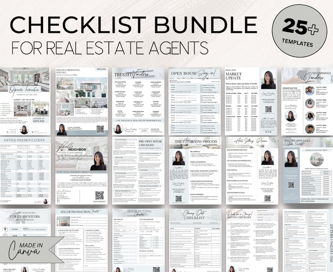 Checklists Package Bounded for Realtor Transactions Editable in Canva ...