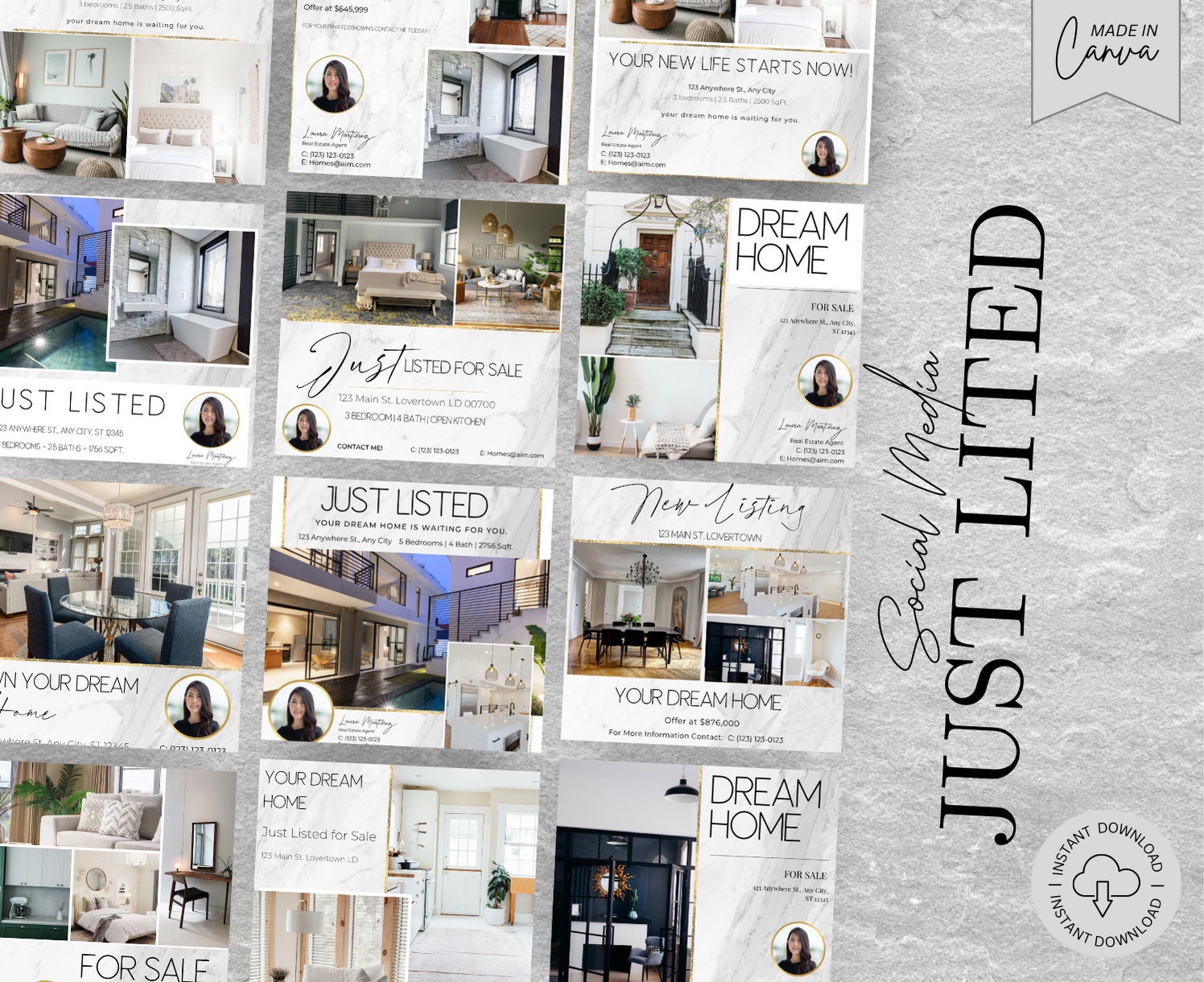 Just Listed Social Media Posts Real Estate Listing Update Template for ...