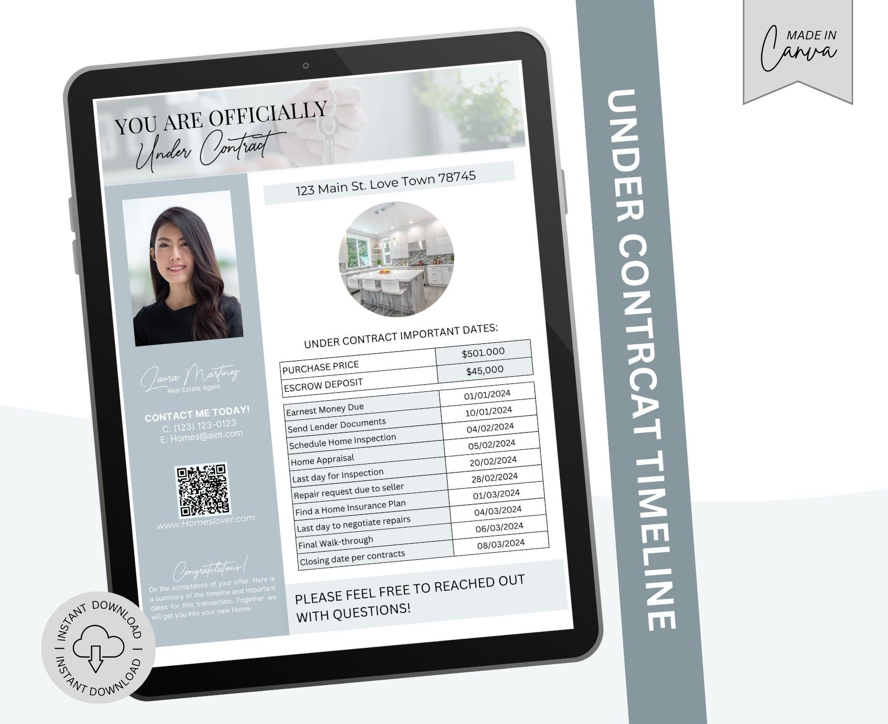 Under Contract Timeline for Real Estate Agent Under Contract Flyer ...