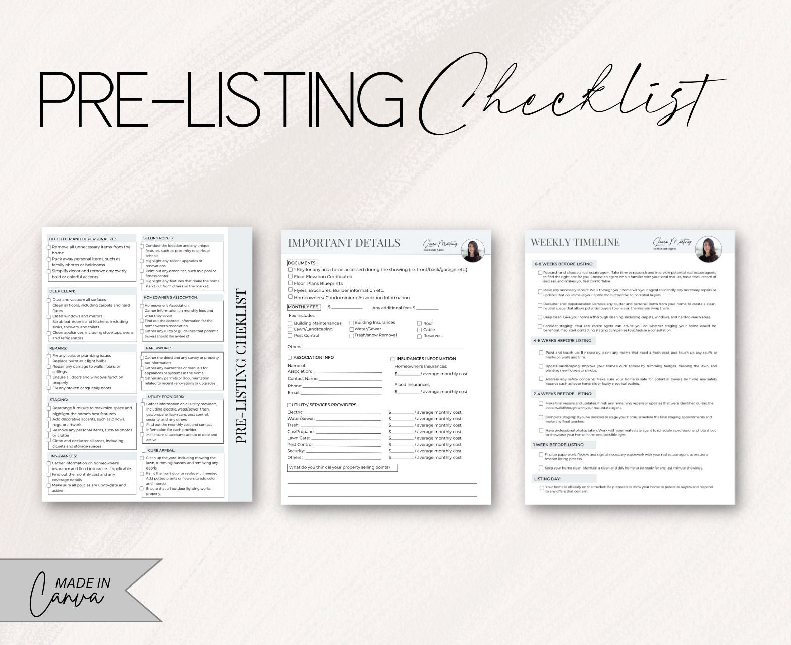 Realtors New Listing Pre-listing Checklist Package for Real Estate ...
