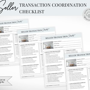 Real Estate Transaction Checklist Bundle Selling Agents & Listing ...