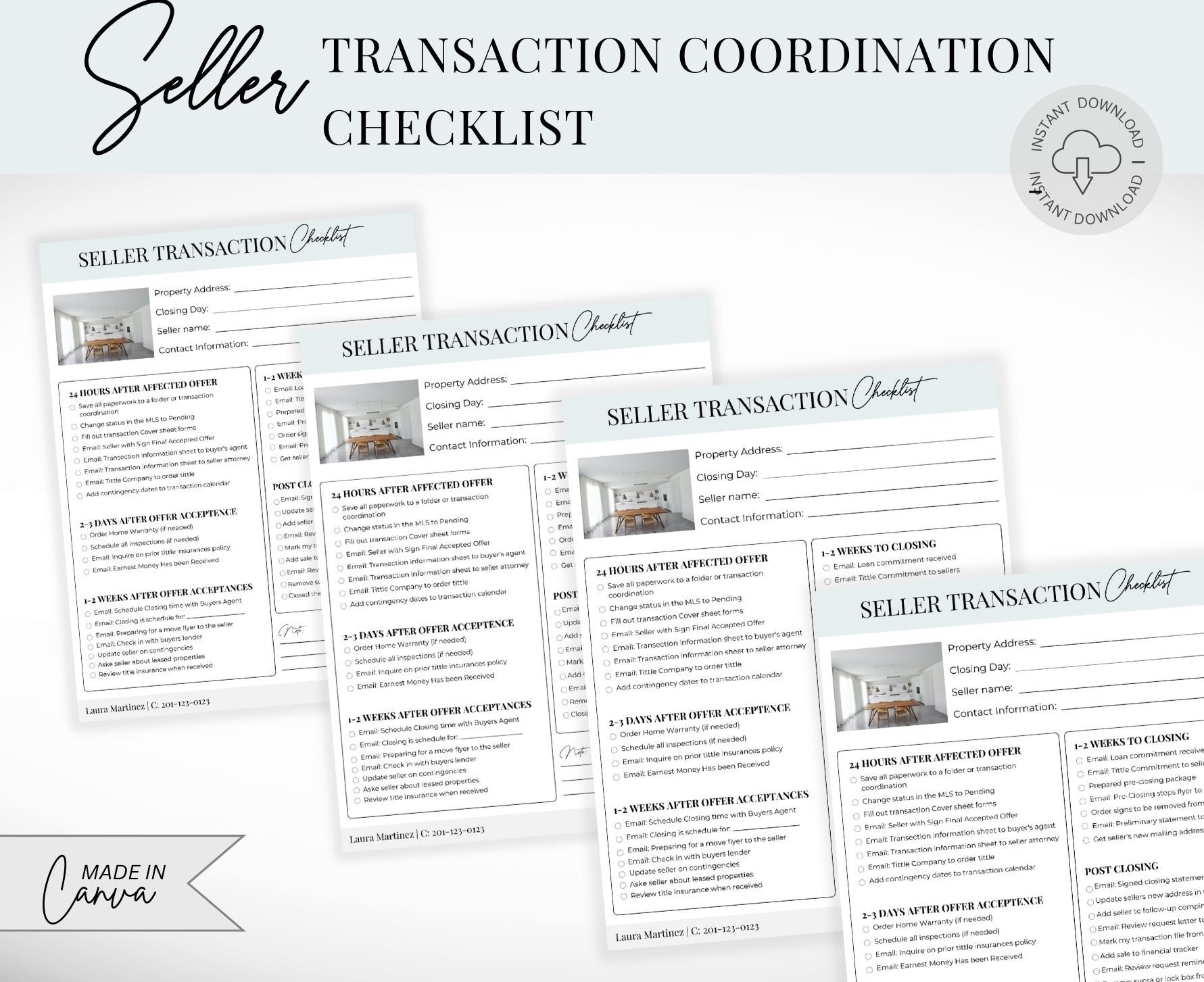 Real Estate Transaction Checklist Bundle Selling Agents & Listing ...