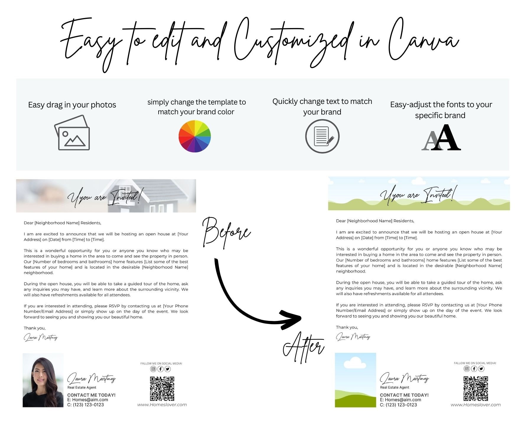 Realtor Open House Invitation Professional Farming Letter Editable ...