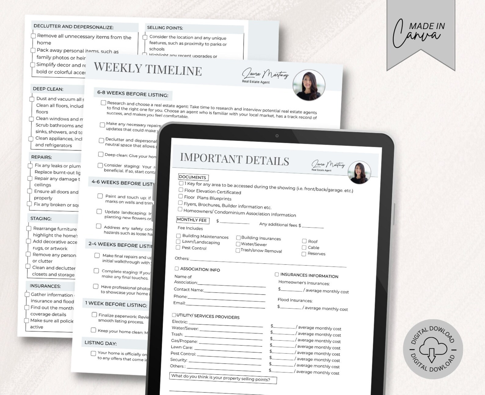 Realtors New Listing Pre-listing Checklist Package for Real Estate ...