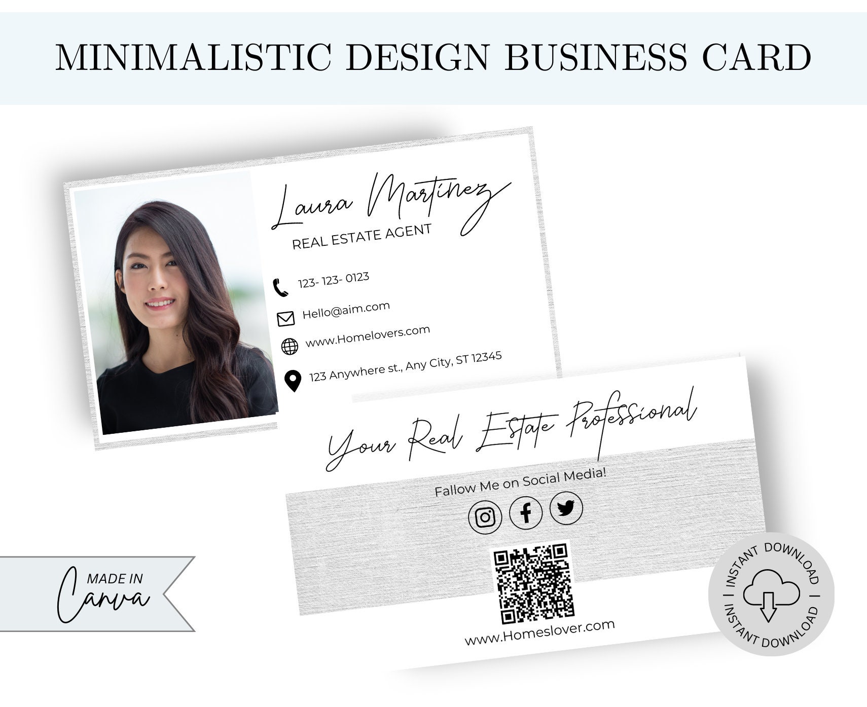 Minimalistic Realtors Business Card Design Template Modern Realtor ...