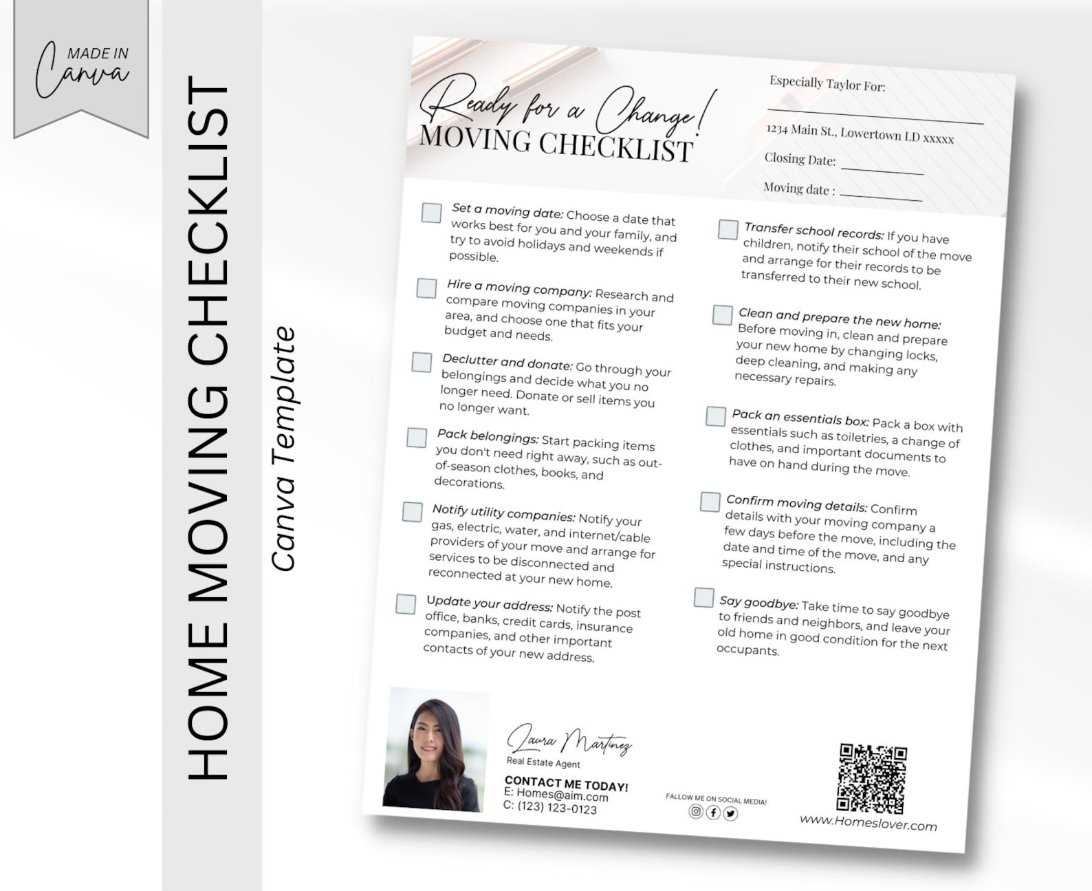 Real Estate Moving Checklist, Realtor Moving Guide, Printable Moving To ...