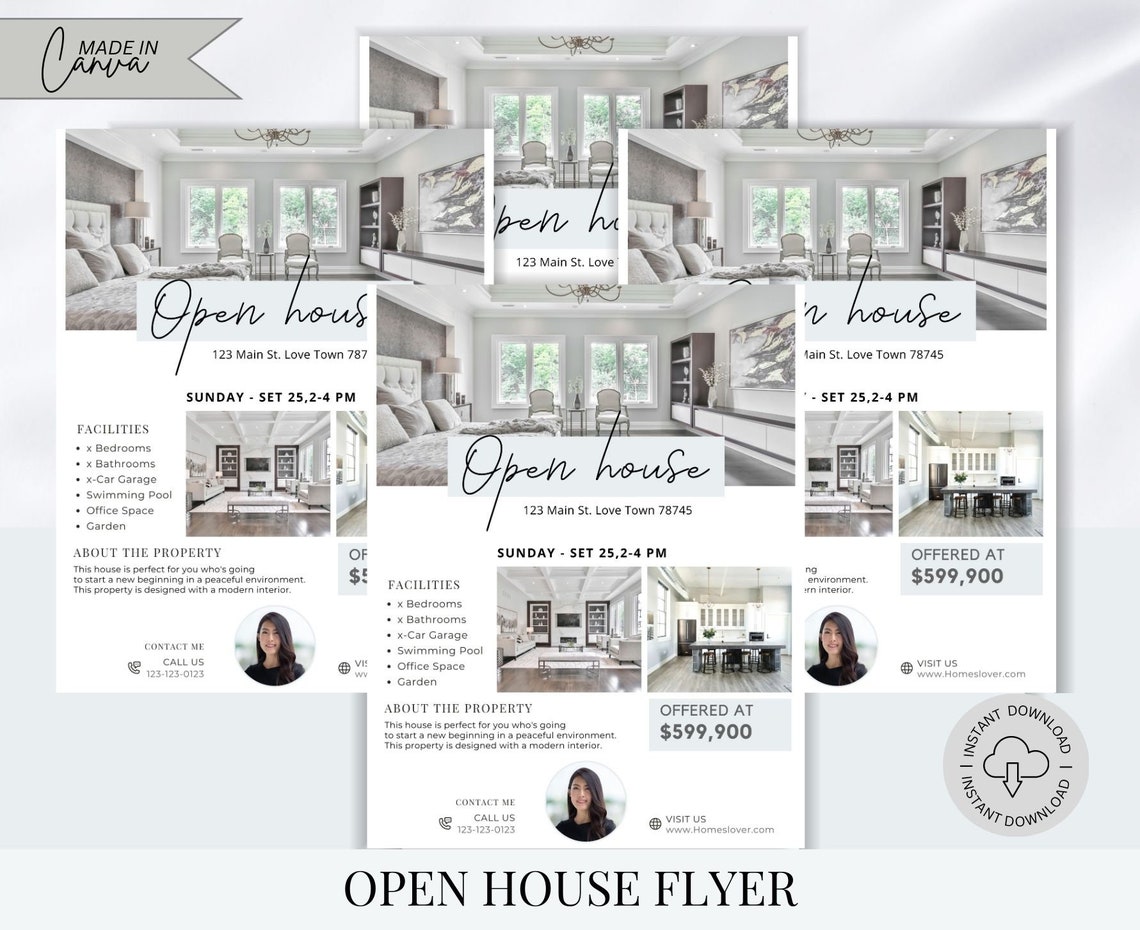 Open House Flyer Listing Marketing Flyer for Open House Feature Sheet ...