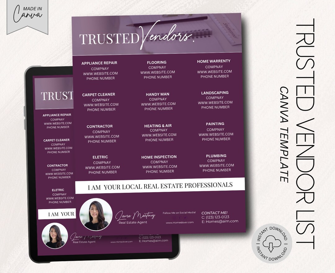 Trusted Vendors Relator Flyer Real Estate Vendor Referral List Editable ...