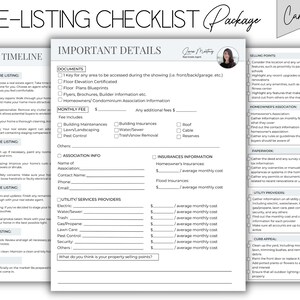 Pre-listing Checklist Package for Real Estate Agents Edit in Canva ...