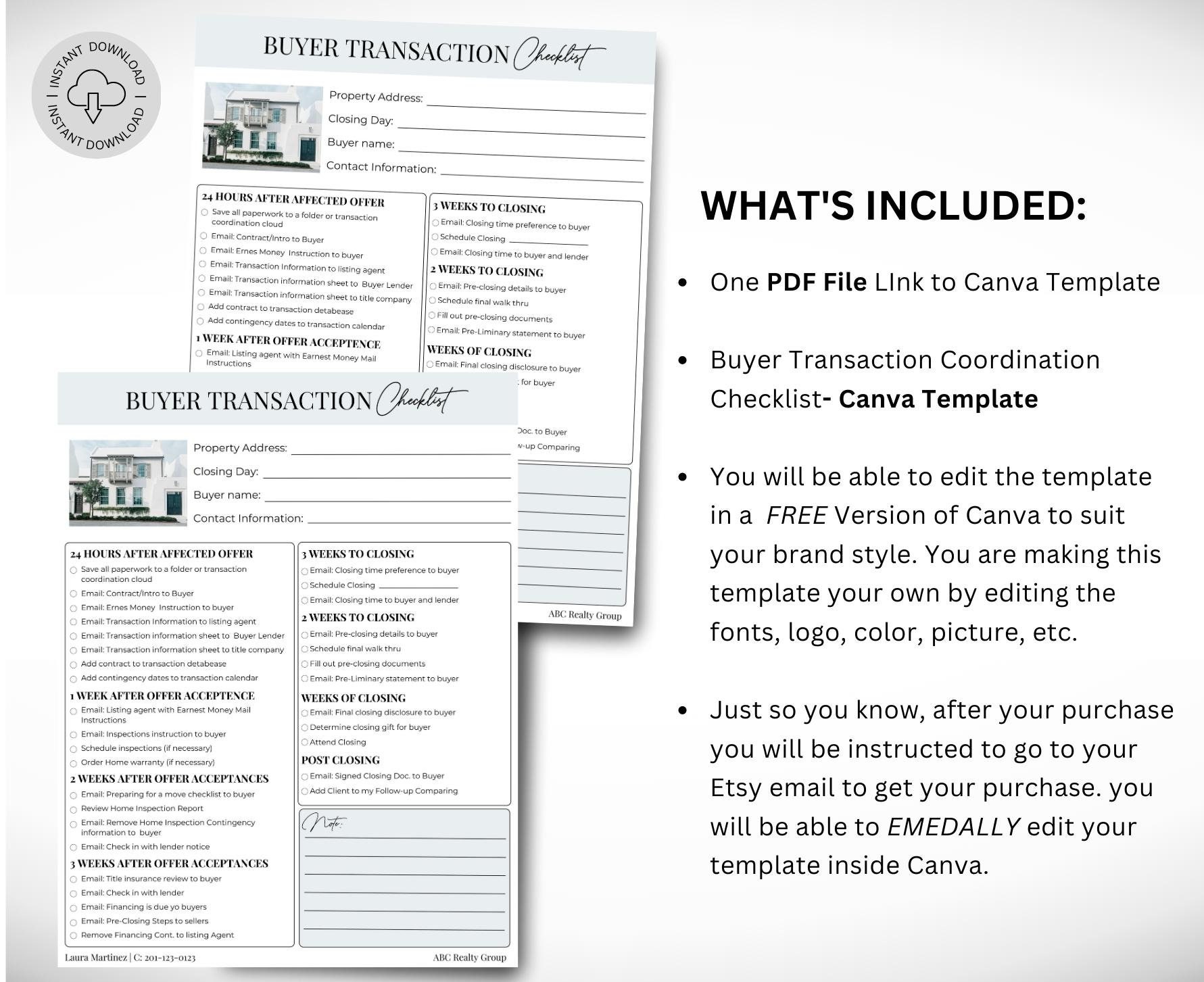Buyer Transaction Checklist Buyers Agent Transaction Checklist Realtor ...
