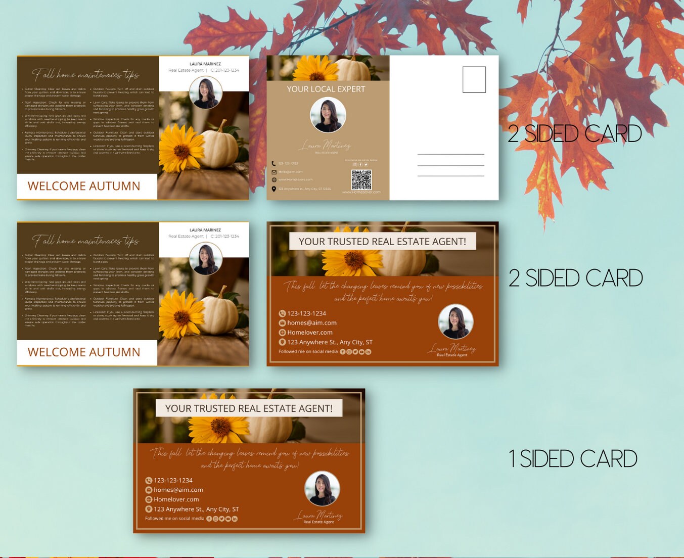 Real Estate Fall Postcard, Real Estate Marketing, Autumn Mailer, Fall ...