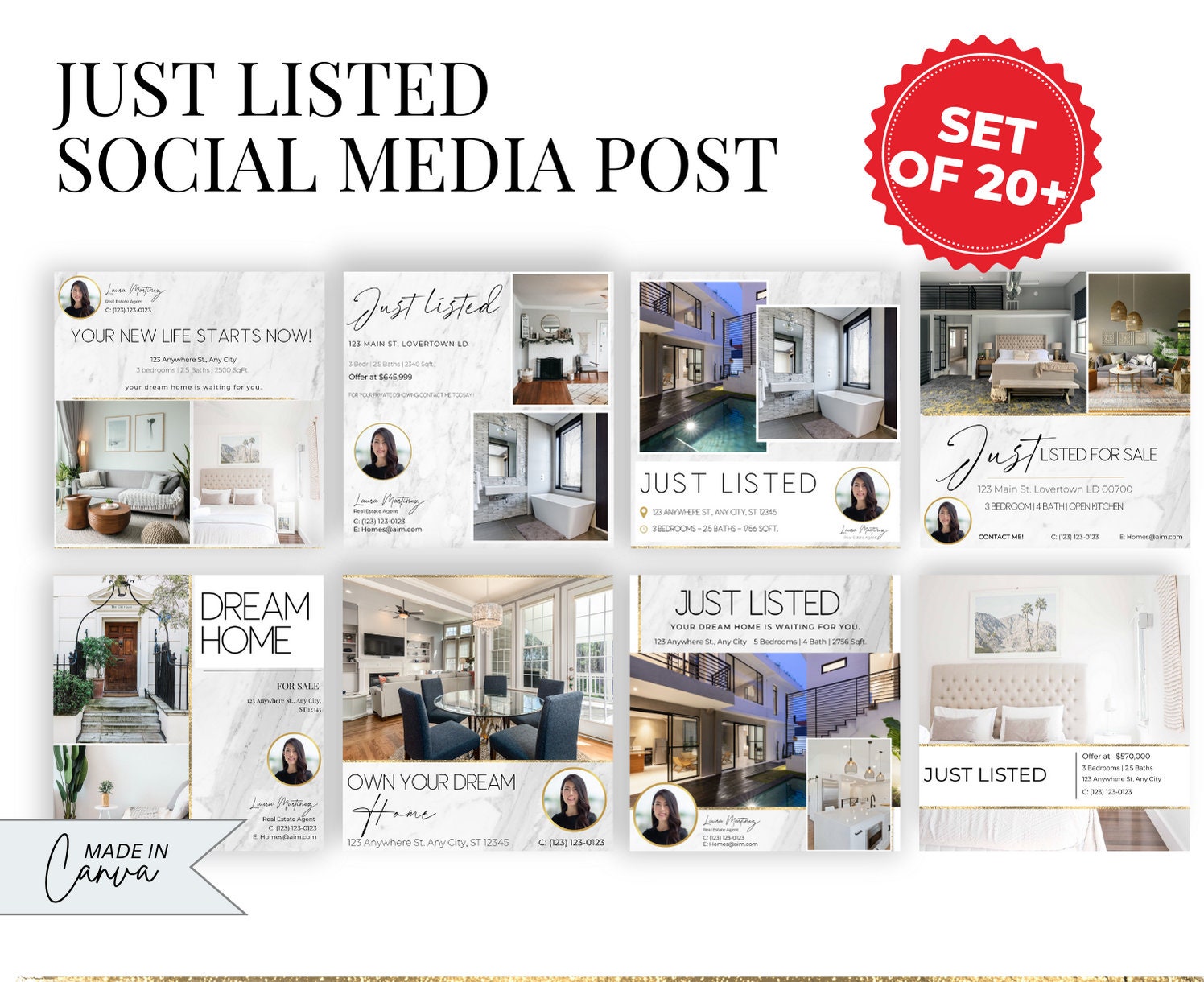 Just Listed Social Media Posts Real Estate Listing Update Template for ...