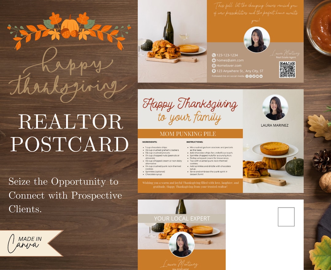 Real Estate Thanksgiving Card, Real Estate Marketing, Pop By ...