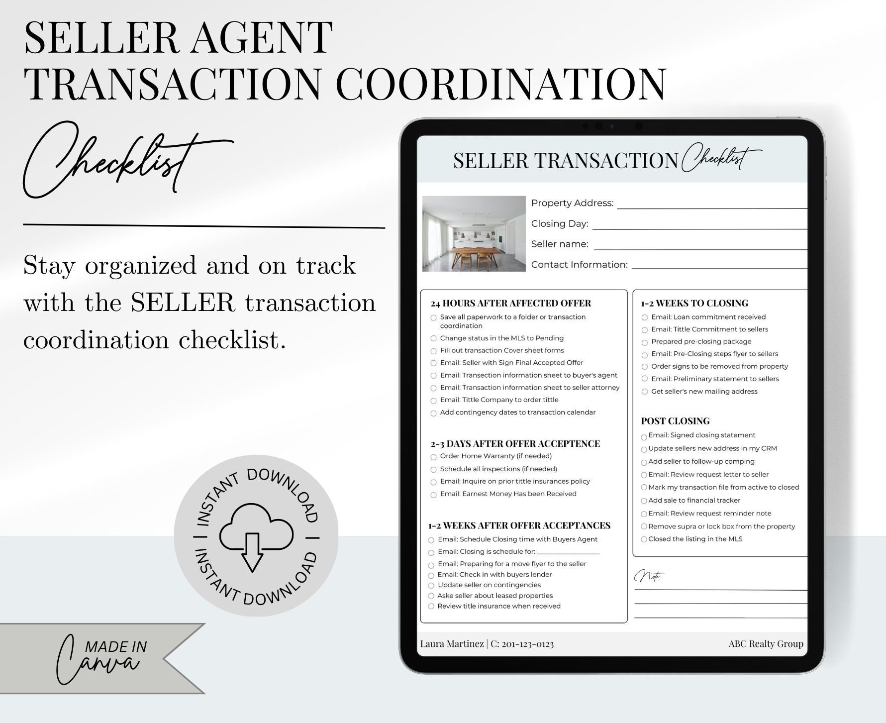 Real Estate Transaction Checklist Bundle Selling Agents & Listing ...