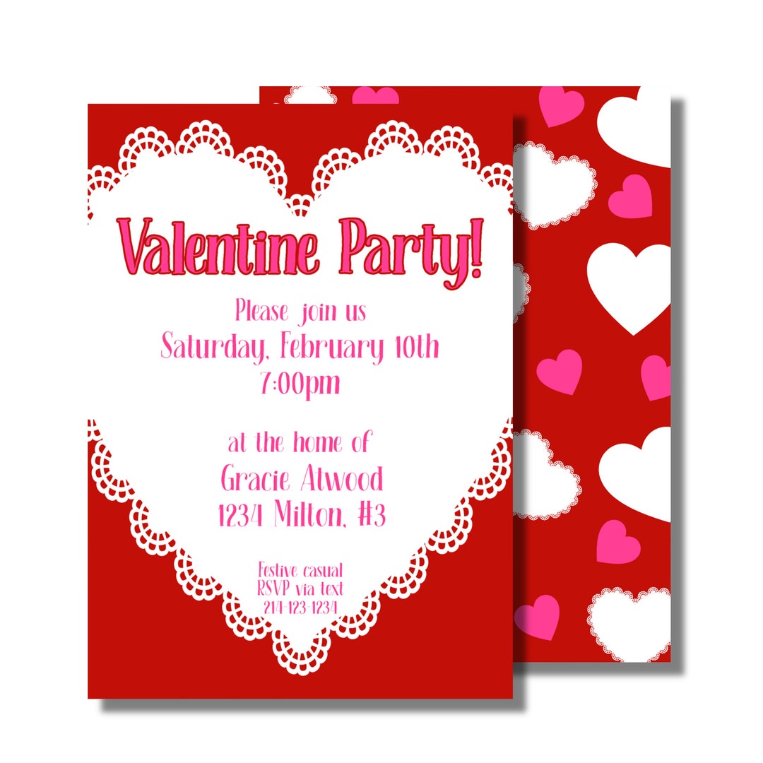 Valentine's Day Party Invitation, Holiday Party Invitation, Dinner ...