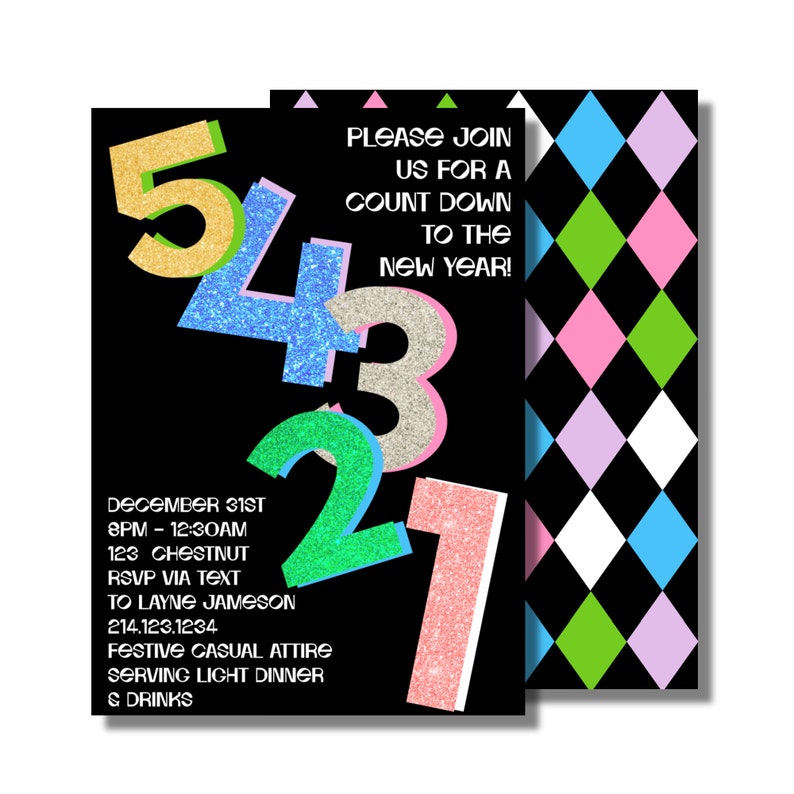 New Year's Eve Party Invitation, Holiday Party Invitation, Dinner Party ...