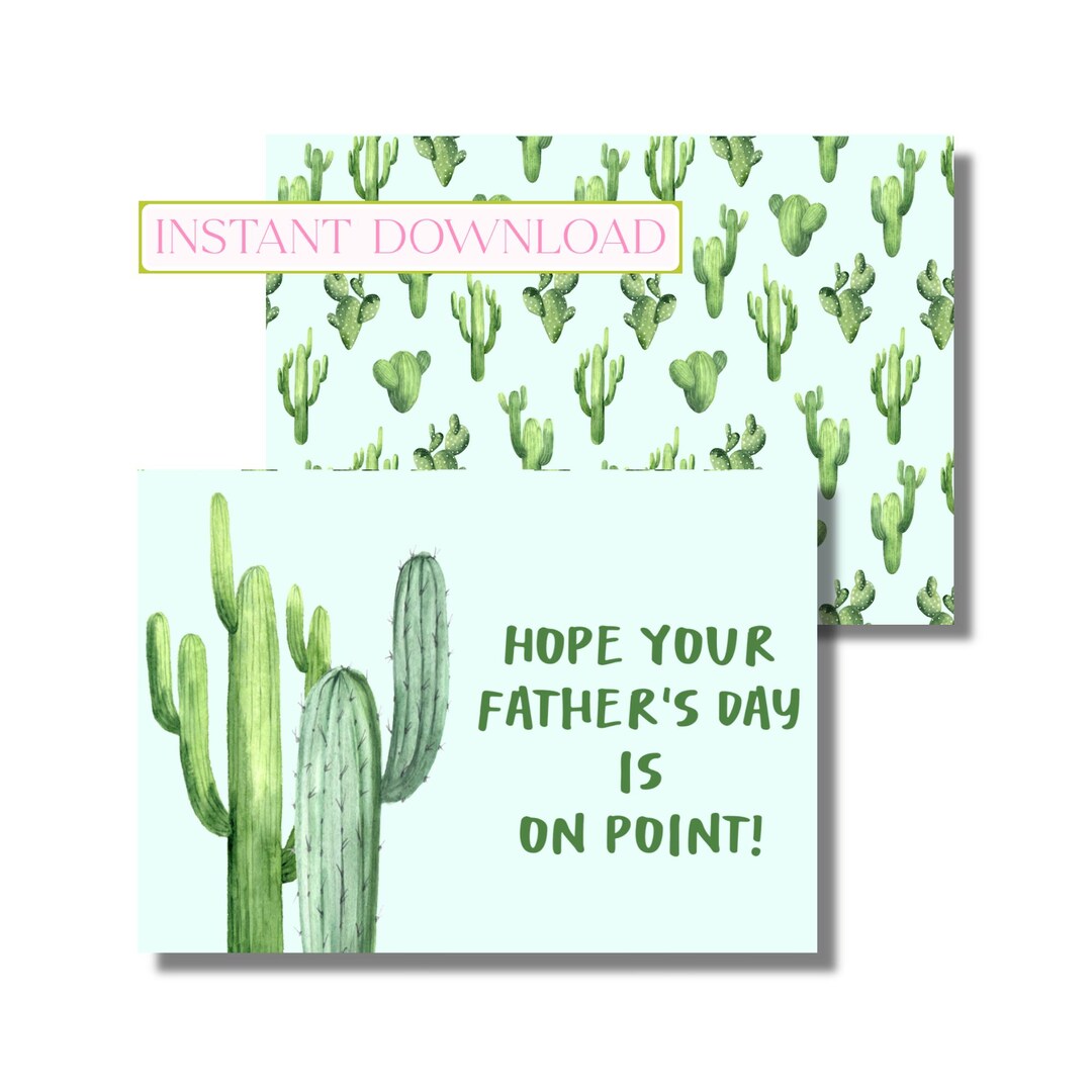 Father's Day Card With Watercolor Cactus, Printable Notecard (instant ...