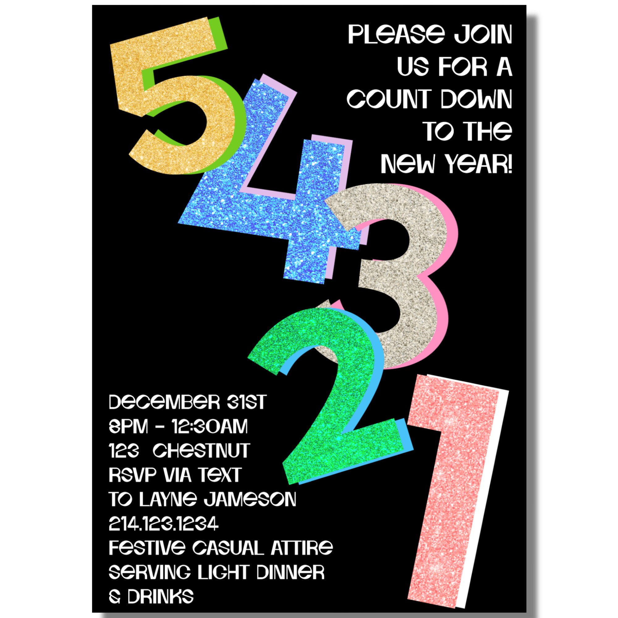 New Year's Eve Party Invitation, Holiday Party Invitation, Dinner Party ...