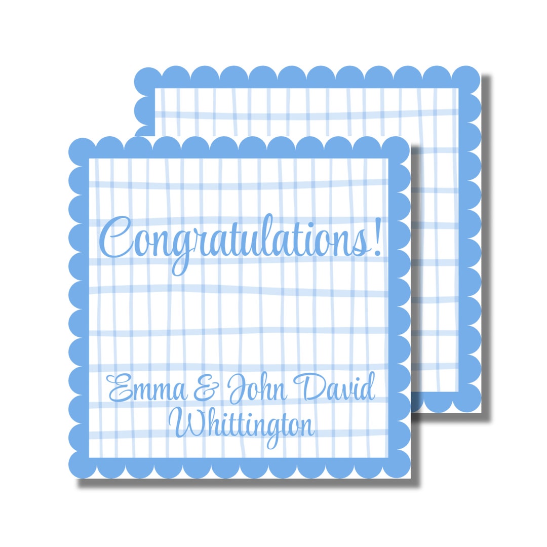 Baby Gift Tag, Gift Enclosure, Baby Shower Gift, Baby Blue Gingham and ...