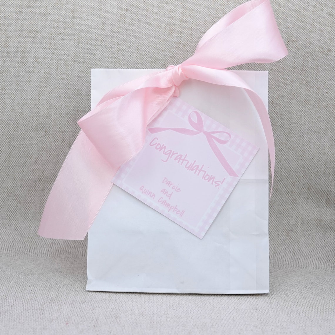 Baby Gift Tag, Gift Enclosure, Baby Shower Gift Tag, Pink Bow ...