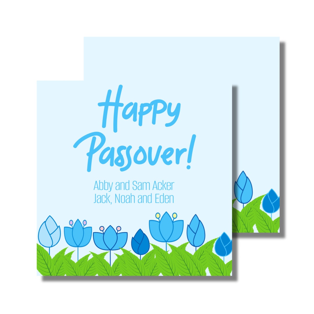 Personalized Passover Gift Tag, Printable Enclosure Card With Blue ...