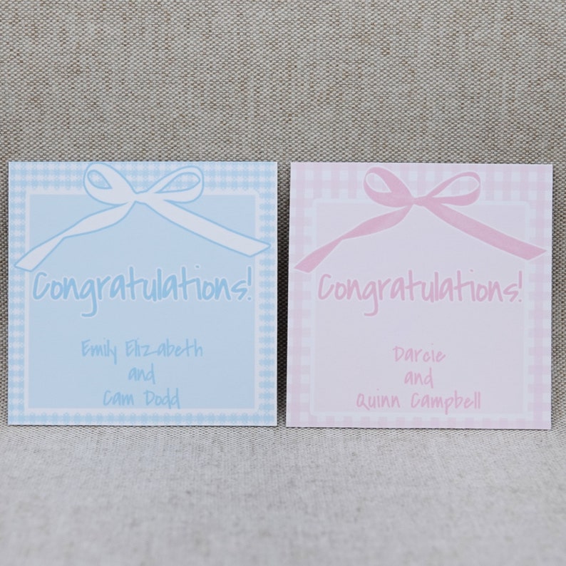 Baby Gift Tag, Gift Enclosure, Baby Shower Gift Tag, Pink Bow ...